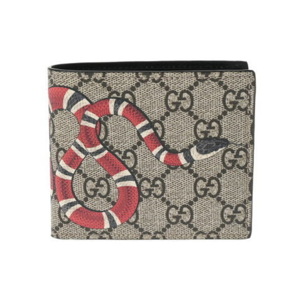 Gucci | Bags | Gucci Snake Beige Gg Supreme Canvas Bifold Wallet | Poshmark
